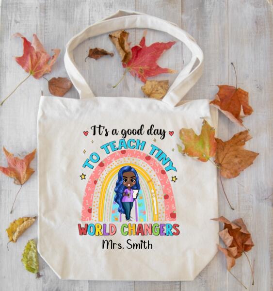 Personalized Teacher Rainbow Back To School Tote Bag, Teacher Rainbow ...