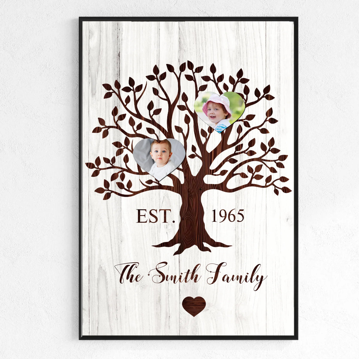 Personalized Heart Shaped Family Tree Poster with Child Photos, Meanin ...
