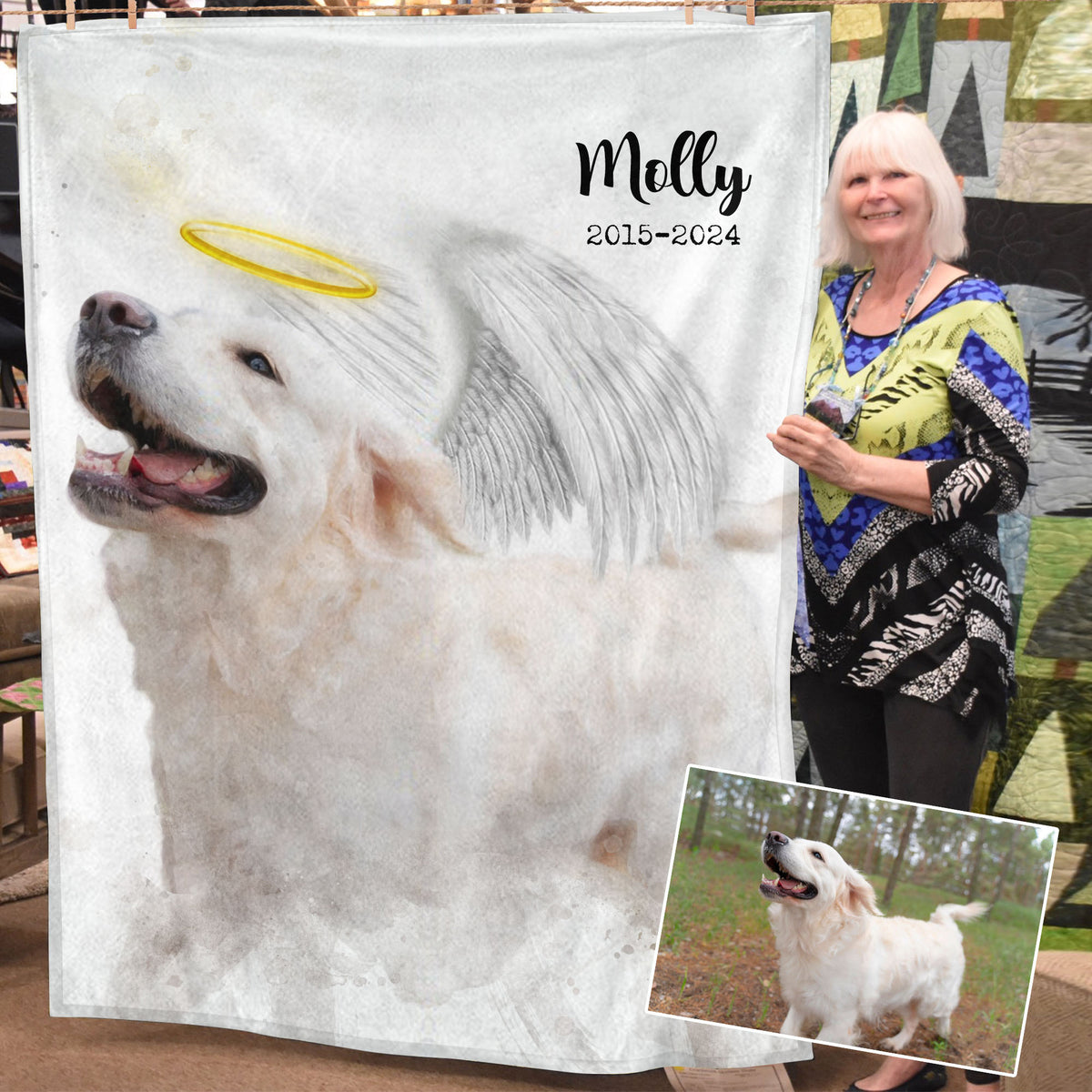 Pet Loss Gift Memorial with Angel Wings and Halo Deceased Pet Personal ...